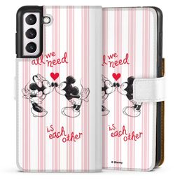 DeinDesign Galaxy S21 5G Handy Klapph&uuml;lle Handyh&uuml;lle aus Kunst Leder wei&szlig; Flip Case Love Disney Sideflip mit Lasche