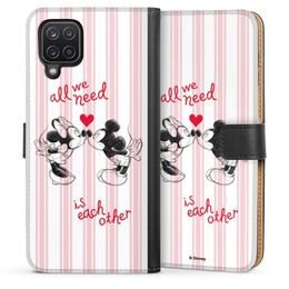DeinDesign Galaxy A12 Handy Klapph&uuml;lle Handyh&uuml;lle aus Kunst Leder schwarz Flip Case Disney Love Sideflip mit langer Lasche