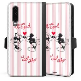 DeinDesign Huawei P30 Handy Klapph&uuml;lle Handyh&uuml;lle aus Kunst Leder schwarz Flip Case Love Disney Sideflip mit langer Lasche