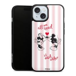 DeinDesign iPhone 15 Handy Premium Silikon H&uuml;lle Handyh&uuml;lle schwarz Case Love Disney Silikon Premium Case