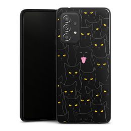 DeinDesign Galaxy A52s 5G Handy Slim Case extra d&uuml;nn Silikon Handyh&uuml;lle schwarz H&uuml;lle Muster Eye Cat Silikon Slim Case