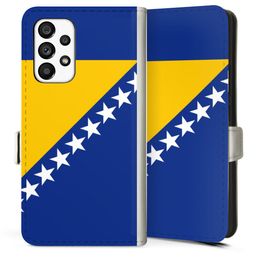 DeinDesign Galaxy A53 5G Handy Klapph&uuml;lle Handyh&uuml;lle aus Kunst Leder wei&szlig; Flip Case Bosnia Flag Sideflip mit Lasche