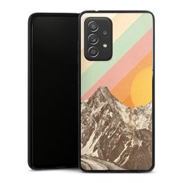 DeinDesign Galaxy A52s 5G Handy Slim Case extra d&uuml;nn Silikon Handyh&uuml;lle schwarz H&uuml;lle Sunshine Mountain Retro Silikon Slim Case