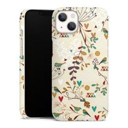 DeinDesign iPhone 13 Handy Premium Case Smartphone Handyh&uuml;lle Schutzh&uuml;lle matt Flowers Bird Retro Premium Case