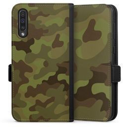 DeinDesign Galaxy A50 Handy Klapph&uuml;lle Handyh&uuml;lle aus Kunst Leder schwarz Flip Case Camouflage Tarnmuster Army Sideflip mit Lasche