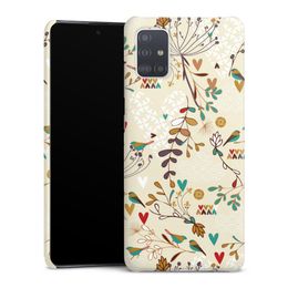 DeinDesign Galaxy A51 Handy Premium Case Smartphone Handyh&uuml;lle Schutzh&uuml;lle gl&auml;nzend Flowers Bird Retro Premium Case