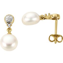 Perlenohrringe Firetti "Schmuck Geschenk Gold 333 Ohrschmuck Ohrringe Ohrstecker", wei&szlig; (gelbgoldfarben, wei&szlig;goldfarben, wei&szlig;, w = wei&szlig;), Ohrringe, Damen, 0,02, 0,02 P2 = erkennbare Einschl&uuml;sse, Diamanten Gelbgold 333 Perlen, Diamanten, Gelbgold 333, Perlen, mit S&uuml;&szlig;wasserzuchtperle - mit Diamant