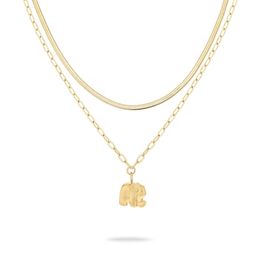 Ketten-Set Tamaris "Schmuck Geschenk Edelstahl Halskette Little Elephant", gold (gelbgoldfarben), Halsketten, Damen, Edelstahl, L: 47 B: 3mm, B:3mm