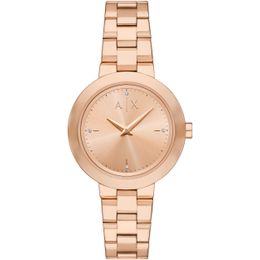 Quarzuhr Armani Exchange, gold (ros&eacute;goldfarben), Armbanduhren, Damen, Quarzuhr, Armbanduhr, Damenuhr, Edelstahlarmband, analog, Glassteine