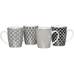 Ritzenhoff & Breker Becher RITZENHOFF & BREKER "Takeo", schwarz, H:10cm &Oslash;:8cm, Porzellan, Trinkgef&auml;&szlig;e, Becher, skandinavisch-schlichter Touch, 350 ml, 4-teilig