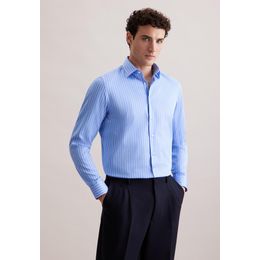 Businesshemd Seidensticker "Schwarze Rose", Herren, Gr. XL (43), normale &Auml;rmell&auml;ngen, mittelblau, 100% Baumwolle, gestreift, slim fit, 2-Knopf-Manschette, Hemden, Slim 1/1 Kentkragen Gestreift