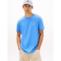 T-Shirt Tommy Jeans "TJM REG BADGE", Jungen, Gr. L, blau twilight htr, Single Jersey, Obermaterial: 60% Baumwolle, 40% Polyester, regular fit normal, Rundhals, Shirts T-Shirt, Rundhals, Jersey, meliert, regular fit