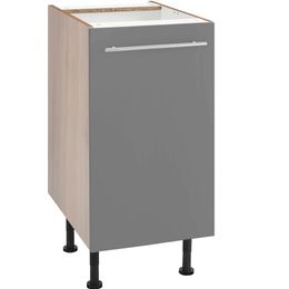 Unterschrank Optifit "Bern", grau (basaltgrau, akaziefarben), B:40cm H:87cm T:58,4cm, Schr&auml;nke, Unterschrank, 40 cm breit, mit 1 T&uuml;r mit h&ouml;henverstellbaren F&uuml;&szlig;en, mit Metallgriff