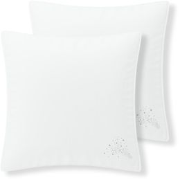 Microfaserkissen OTTO HOME "Baca, Kopfkissen 40x80 cm und 80x80 cm", wei&szlig;, B:80cm L:80cm, Bezug: 100% Polyester. Obermaterial: 100% Polyester. F&uuml;llung: 100% Polyester, Kopfkissen, Kissen, mit edlem Sternenaufdruck