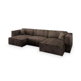 Masseno Wohnlandschaft, Braun, Kunststoff, 5-Sitzer, U-Form, 347x70x148 cm, Wohnzimmer, Sofas & Couches, Wohnlandschaften, Wohnlandschaften in U-Form