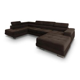 Masseno Wohnlandschaft, Braun, Metall, 5-Sitzer, U-Form, 345x90x202 cm, Wohnzimmer, Sofas & Couches, Wohnlandschaften, Wohnlandschaften in U-Form