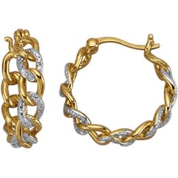 Paar Creolen Firetti "Schmuck Geschenk Silber 925 Ohrschmuck Ohrringe Kette Bicolor", silber (gelbgoldfarben, silberfarben, w = wei&szlig;), Ohrringe, Damen, 20mm, 0,02 P3 = leicht erkennbare Einschl&uuml;sse, Diamanten Silber 925 (Sterlingsilber), Diamanten, Silber 925 (Sterlingsilber), mit Diamant