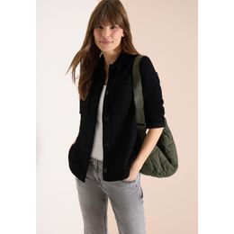 Kurzjacke Cecil, Damen, Gr. M (40), schwarz, Stoff, 84% Polyester, 14% Viskose, 2% Elasthan, unifarben, comfort fit normal, V-Ausschnitt, abgesteppt, Jacken Kurzjacke, mit Struktur-Optik