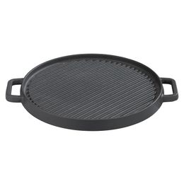 Grillplatte GSW "Black Iron BBQ", schwarz, H:2,5cm &Oslash;:30cm, Gusseisen, Grillroste, Gusseisen Grillplatte zur Anwendung auf dem Grill, Feuer oder Backofen