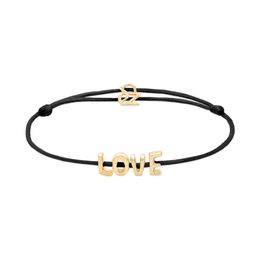 Armband ECHTZEIT "Schmuck Geschenk Edelstahl-Nylon-Armband Love Letters", gelbgoldfarben, schwarz, Armb&auml;nder, Damen, 21cm, Edelstahl Nylon, Edelstahl, Nylon, Armband