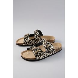 Pantolette ANISTON SHOES, Damen, Gr. 39, schwarz, goldfarben, leo, Textil, metallic, Schuhe Pantolette, Sommerschuh, Strandschuh, Hausschuh - NEUE KOLLEKTION