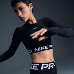 Funktionsshirt Nike "Nike PRO DF 365 CROP LS", Damen, Gr. XL, schwarz (schwarz, wei&szlig;), Obermaterial: 83% Polyester, 17% Elasthan, normal, Rundhals, Shirts Funktionsshirt