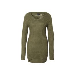 Sweatshirt Urban Classics "Urban Classics Damen Ladies Long Wideneck Sweater", Damen, Gr. S, braun (olive), 100% Polyacryl, unifarben, Rundhals, Sweatshirts Sweatshirt