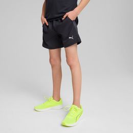 Shorts Puma "TAD ESS WOVEN SHORTS B", M&auml;dchen, Gr. 152, N-Gr, blau (new navy), Twill, Obermaterial: 100% Polyester, unifarben, regular fit normal, Hosen Shorts, mit dryCELL Technologie, feuchtigkeitsableitend, mit Kordelzugbund