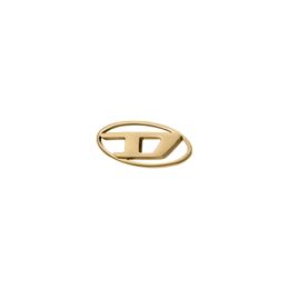 Single-Ohrstecker Diesel "Schmuck Geschenk Edelstahl Ohrringe OVAL D LOGO", gelb (gelbgoldfarben, edelstahlfarben), Ohrringe, Damen, Edelstahl