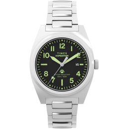 Quarzuhr Timex "CAPSTONE", silber (edelstahlfarben), Armbanduhren, Herren, Quarzuhr, Armbanduhr, Herrenuhr, Edelstahlarmband, Datum, Leuchtzeiger