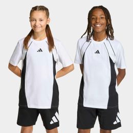 Jungen T-Shirt "J CB T"wei&szlig;, schwarz, grau six, Gr. 128, adidas Sportswear, Obermaterial: 100% Baumwolle, Shirts