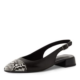 Slingpumps Tamaris, Damen, Gr. 36, schwarz, Leder, Lederimitat, unifarben mit Farbeinsatz, Schuhe Slingpumps, Blockabsatz, Businessschuh mit verstellbarem Riemchen