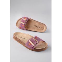 Pantolette ANISTON SHOES, Damen, Gr. 36, lila, Veloursleder, Schuhe Pantolette, Sommerschuh, Hausschuh, Urlaubsschuh - NEUE KOLLEKTION