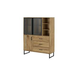 H&ouml;ffner Highboard-Vitrine Riana &brvbar; holzfarben &brvbar; Ma&szlig;e (cm): B: 115 H: 145 T: 40.0 &raquo; H&ouml;ffner