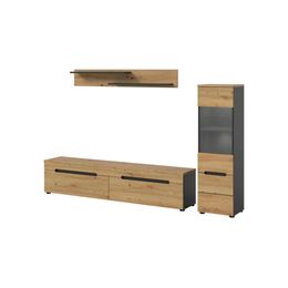 H&ouml;ffner Wohnwand &brvbar; grau &brvbar; Ma&szlig;e (cm): B: 221 H: 141 &raquo; H&ouml;ffner
