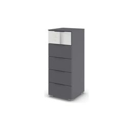 H&ouml;ffner Hochkommode Skyla &brvbar; grau &brvbar; Ma&szlig;e (cm): B: 40 H: 100 &raquo; H&ouml;ffner