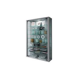 H&ouml;ffner H&auml;ngevitrine Udina &brvbar; silber &brvbar; Ma&szlig;e (cm): B: 59 H: 91,3 T: 18.0 &raquo; H&ouml;ffner