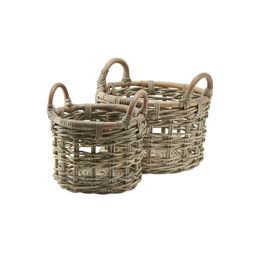 HOME STORY Rattankorb 2er Set &brvbar; braun &brvbar; Rattan &brvbar; Ma&szlig;e (cm): H: 32 &Oslash;: 34 &raquo; H&ouml;ffner