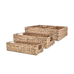 H&ouml;ffner Aufbewahrungskorb 3er Set &brvbar; braun &brvbar; Wasserhyazinthe,Metall &brvbar; Ma&szlig;e (cm): B: 39 H: 10 T: 26.0 &raquo; H&ouml;ffner