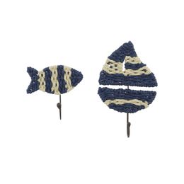 HOME STORY Wandhaken Fisch 2er Set &brvbar; blau &brvbar; Papier,Metall &brvbar; Ma&szlig;e (cm): B: 12,5 H: 20,5 T: 4.0 &raquo; H&ouml;ffner
