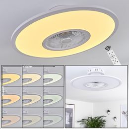 hofstein Marmorta Deckenventilator LED Wei&szlig;, 1-flammig, Fernbedienung