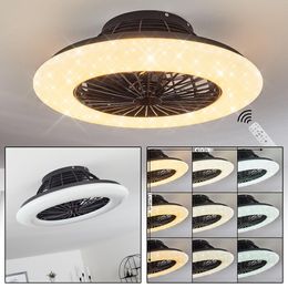 hofstein Piraeus Deckenventilator LED Schwarz, 1-flammig, Fernbedienung