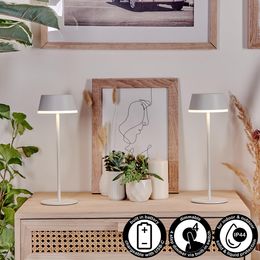 hofstein Romdrup Tischleuchte 2-er Set LED Wei&szlig;, 1-flammig