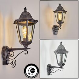 hofstein Lignac Au&szlig;enwandleuchte Schwarz, Silber, 1-flammig, Bewegungsmelder