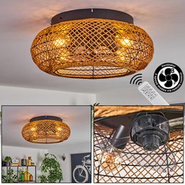 hofstein Fallhagen Deckenventilator Schwarz, 4-flammig, Fernbedienung