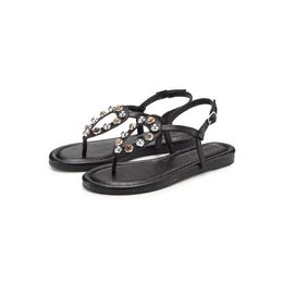 Lascana Sandale 'Zehentrenner, Sandalette, Sommerschuh, offener Schuh' schwarz Gr. 41 f&uuml;r Damen. Mit Schmuckelemente