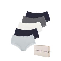 Lascana Taillenslip blau Gr. 32/34 f&uuml;r Damen. Mit Spitze, Schleife. K&ouml;rpernah. Nachhaltig.