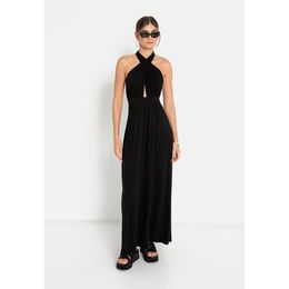LSCN BY LASCANA Neckholderkleid schwarz Gr. 50 f&uuml;r Damen. Mit Neckholder. Figurbetont. Nachhaltig.
