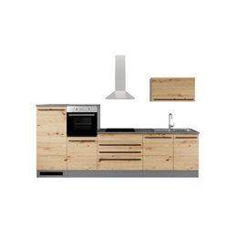 P & B K&uuml;chenblock, Anthrazit, Eiche Artisan, Holzwerkstoff, 3 Schublade(n),1 Schublade(n) Schubladen, seitenverkehrt montierbar, nur wie online abgebildet bestellbar, B, 320 cm, K&uuml;chen, K&uuml;chenzeilen & K&uuml;chenbl&ouml;cke, K&uuml;chenzeilen mit Ger&auml;ten