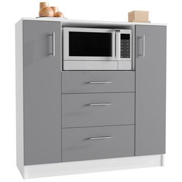 Mid.you Buffet, Anthrazit, Wei&szlig;, Holzwerkstoff, 3 Schublade(n) Schubladen, 109x110x40 cm, K&uuml;chen, K&uuml;chenm&ouml;bel, Buffetschr&auml;nke